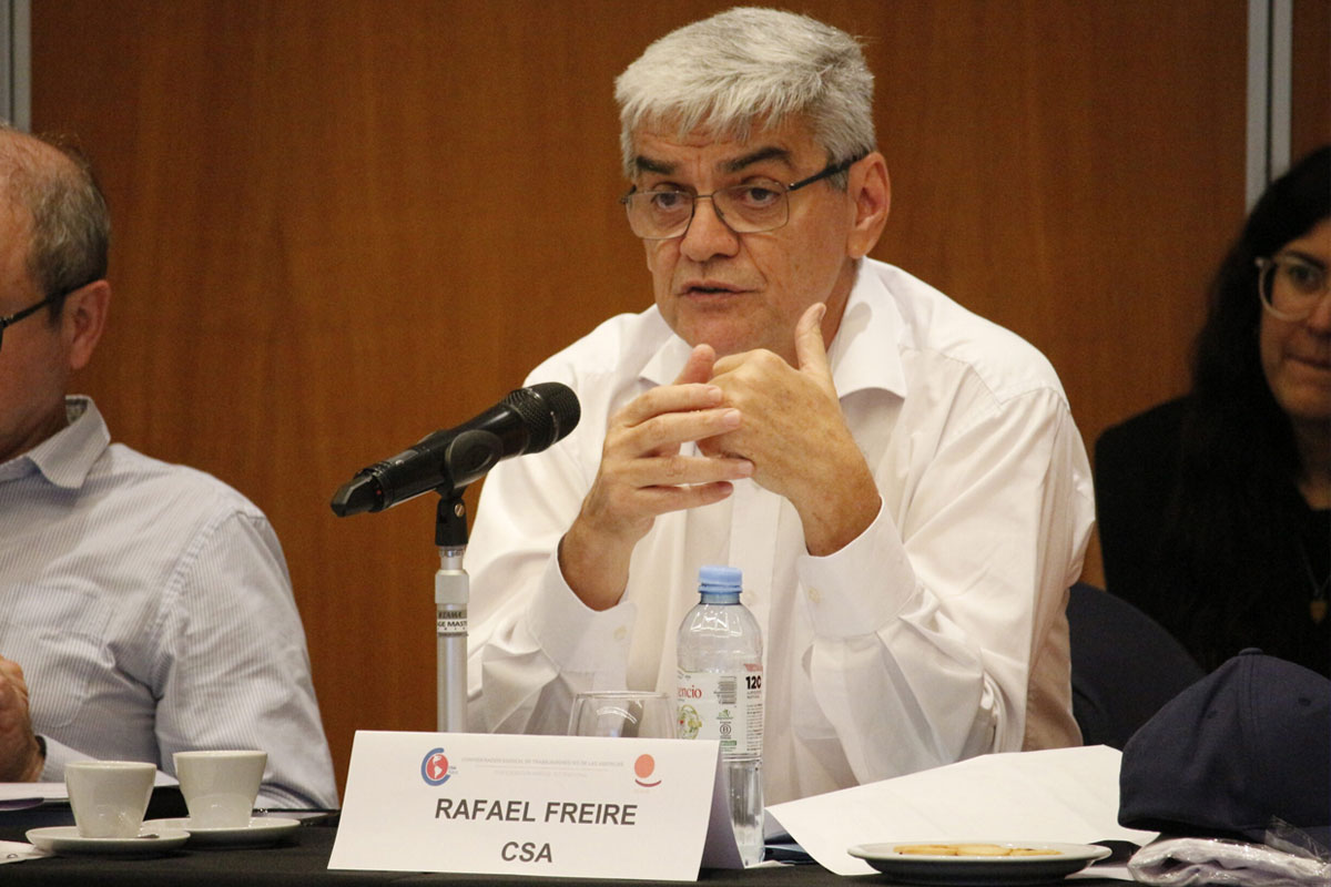 Secretario General de la Confederación Sindical de Trabajadores de las Américas (CSA) Rafael ...