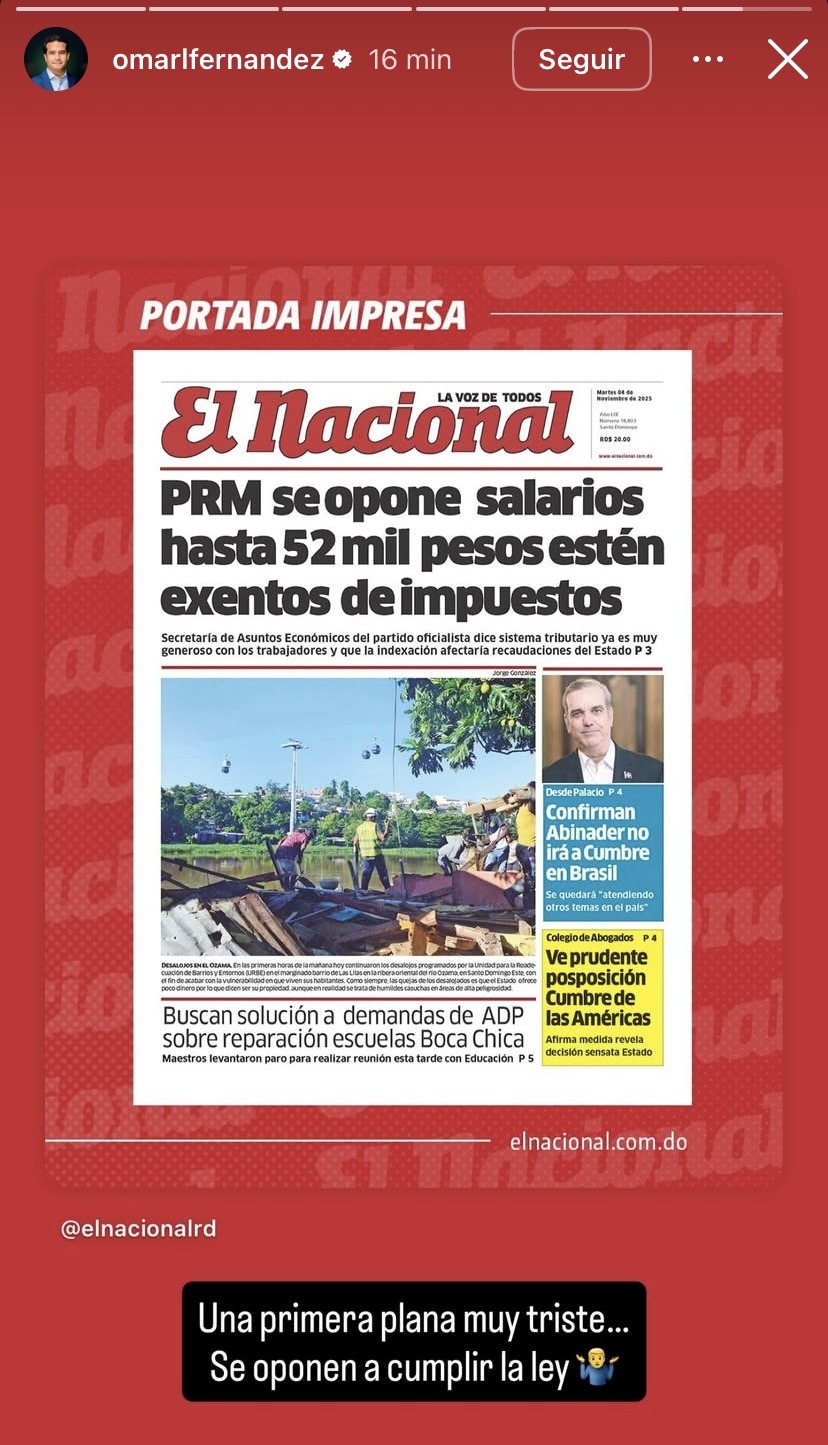 “Una primera plana muy triste”: Omar reacciona ante portada de ...